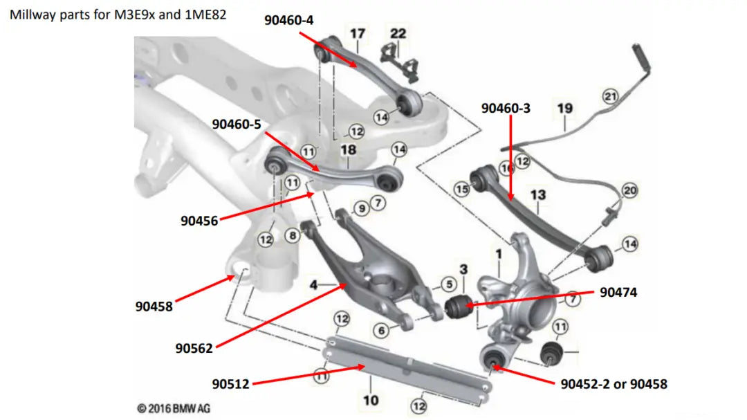 Millway Motorsport Uniball Rear Control Arm Outer Bushings (E9X M3, E8 ...