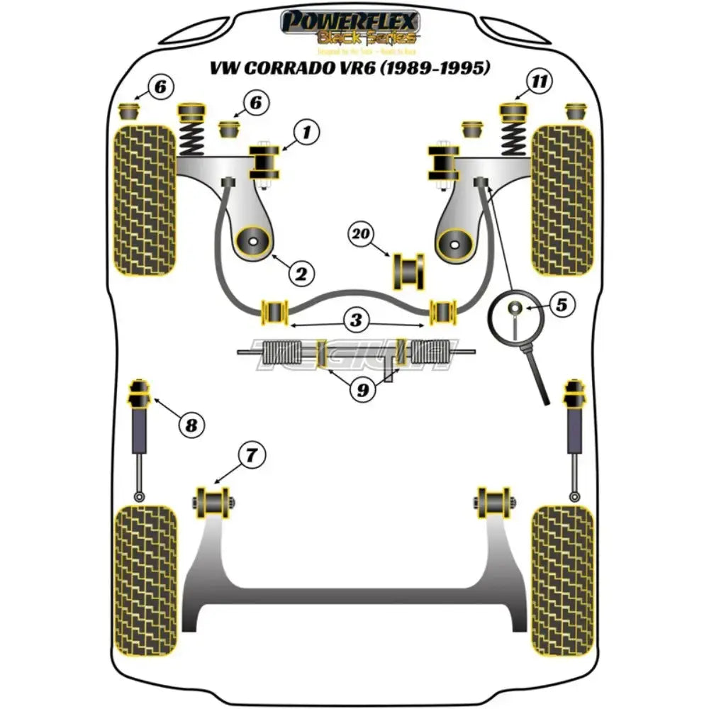 Powerflex Black Series Front Cross Member Mounting Bush Volkswagen Cor ...