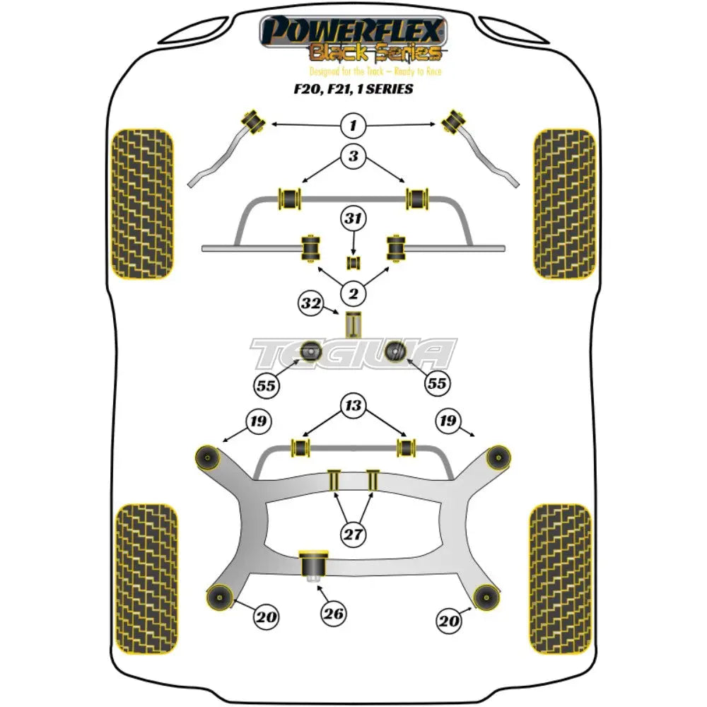 Powerflex Black Series Rear Subframe Front Mounting Bush Anti-Squat Tr ...
