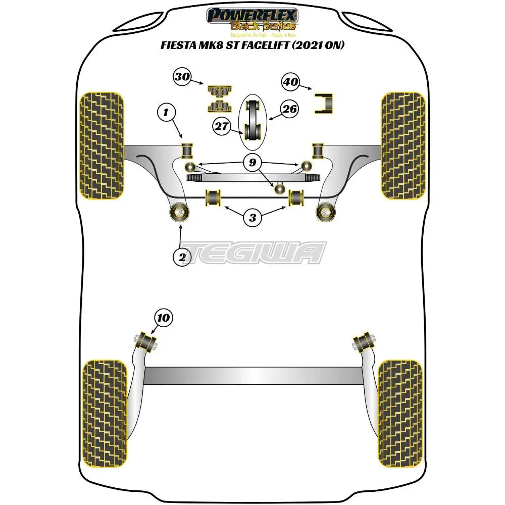 Powerflex Black Series Steering Rack Mounting Bush Ford Fiesta MK8 8.5 ...